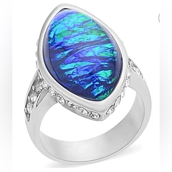 Jewelry | Nwt Lab Created Opal And White Austrian Crystal Ring In ...